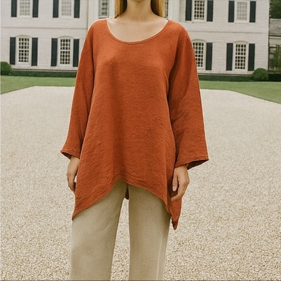 bryn Walker | Tops | Bryn Walker Cinnamon Asymmetrical Hem Lagenlook ...